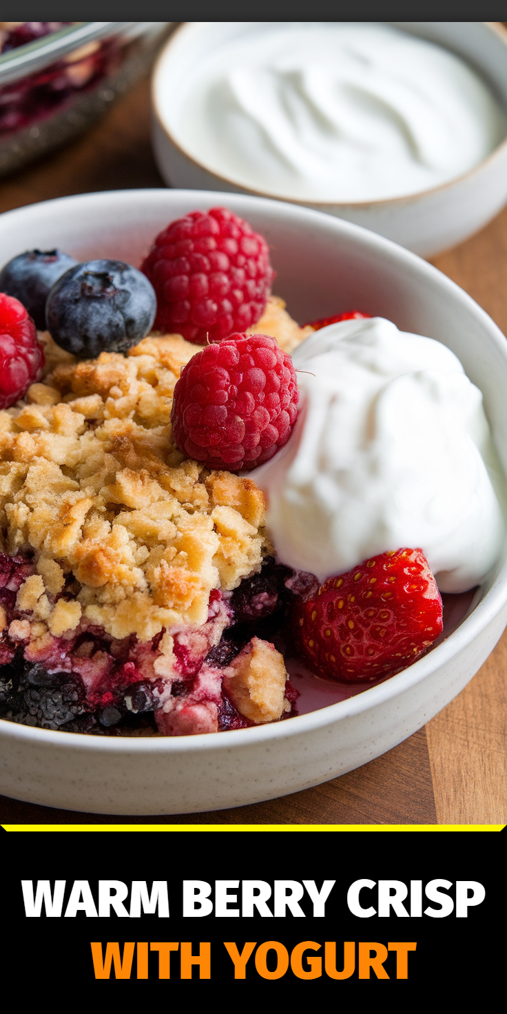 Warm Berry Crisp with Yogurt